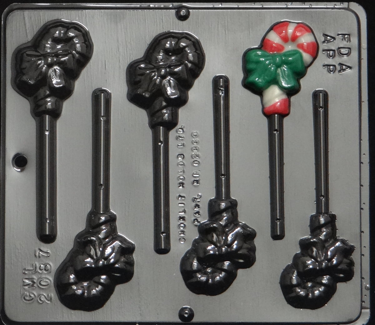 2087 Candy Cane with Bow Lollipop Chocolate Candy Mold - Walmart.com