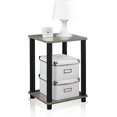 PETGLE Modern Toolless 2-Tier Square Side Table, Open Shelf, Grey Oak ...