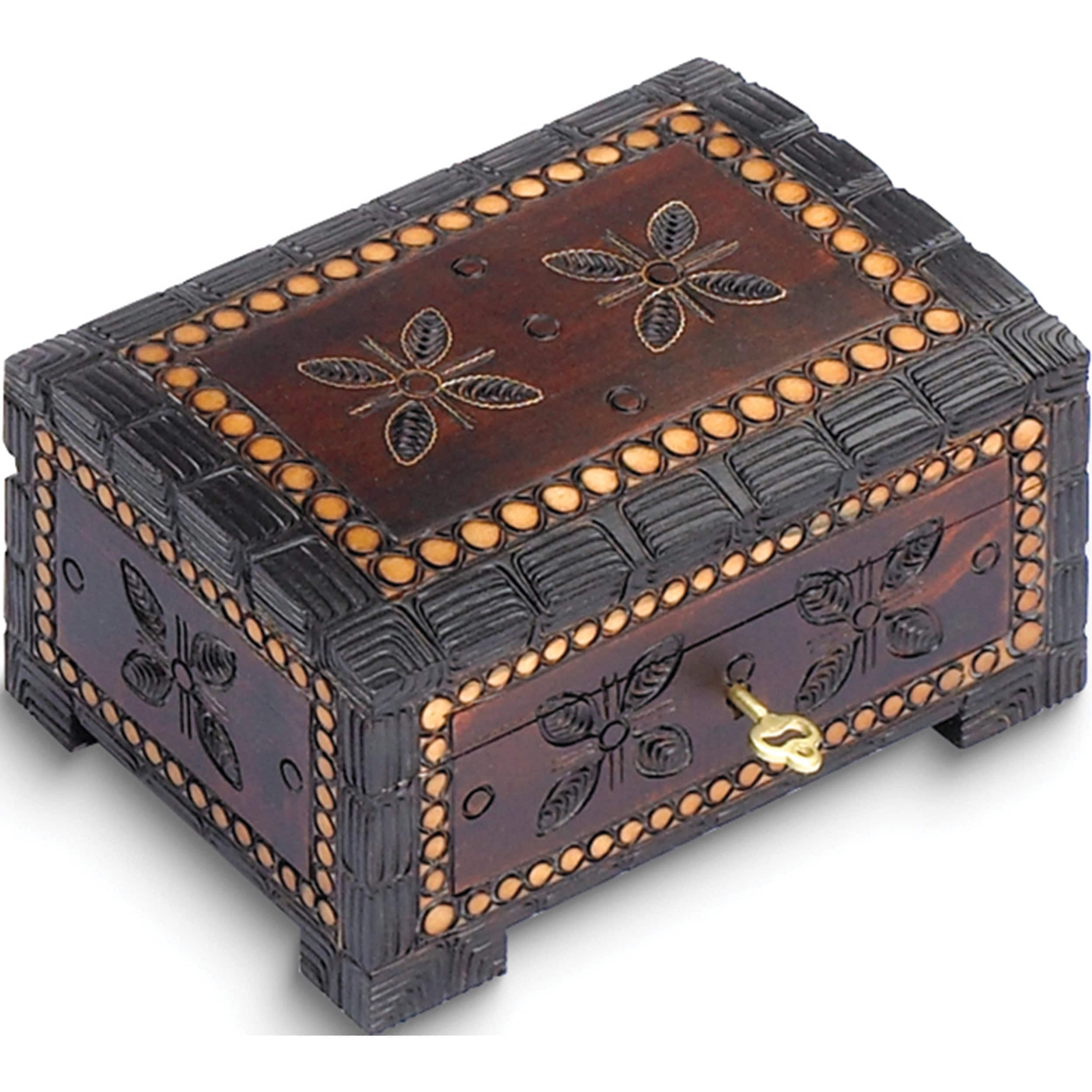 Fashion Locking Wooden Box With Flowers (6.25 X 4.25) Made In Poland ...