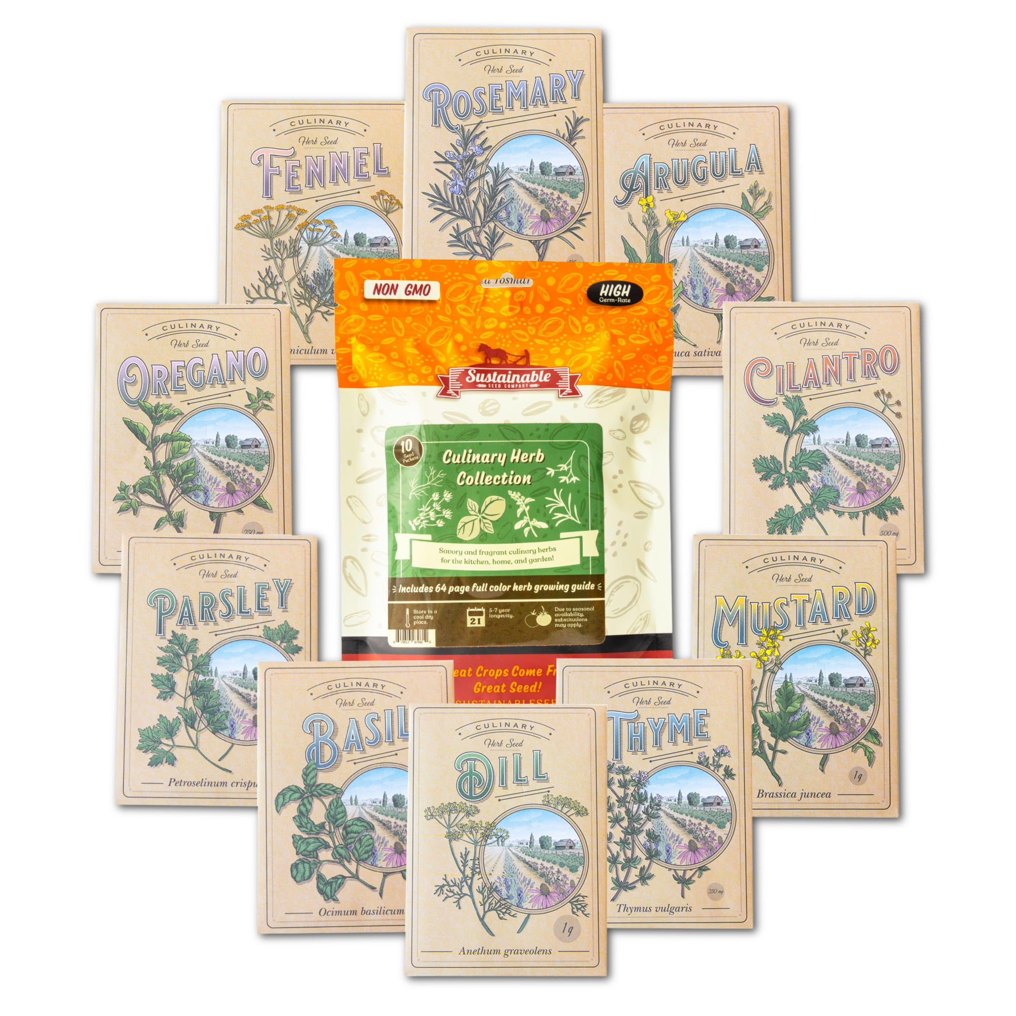 Culinary Herb Seed Collection - 100% NON-GMO, Easy-to Grow Heirloom ...