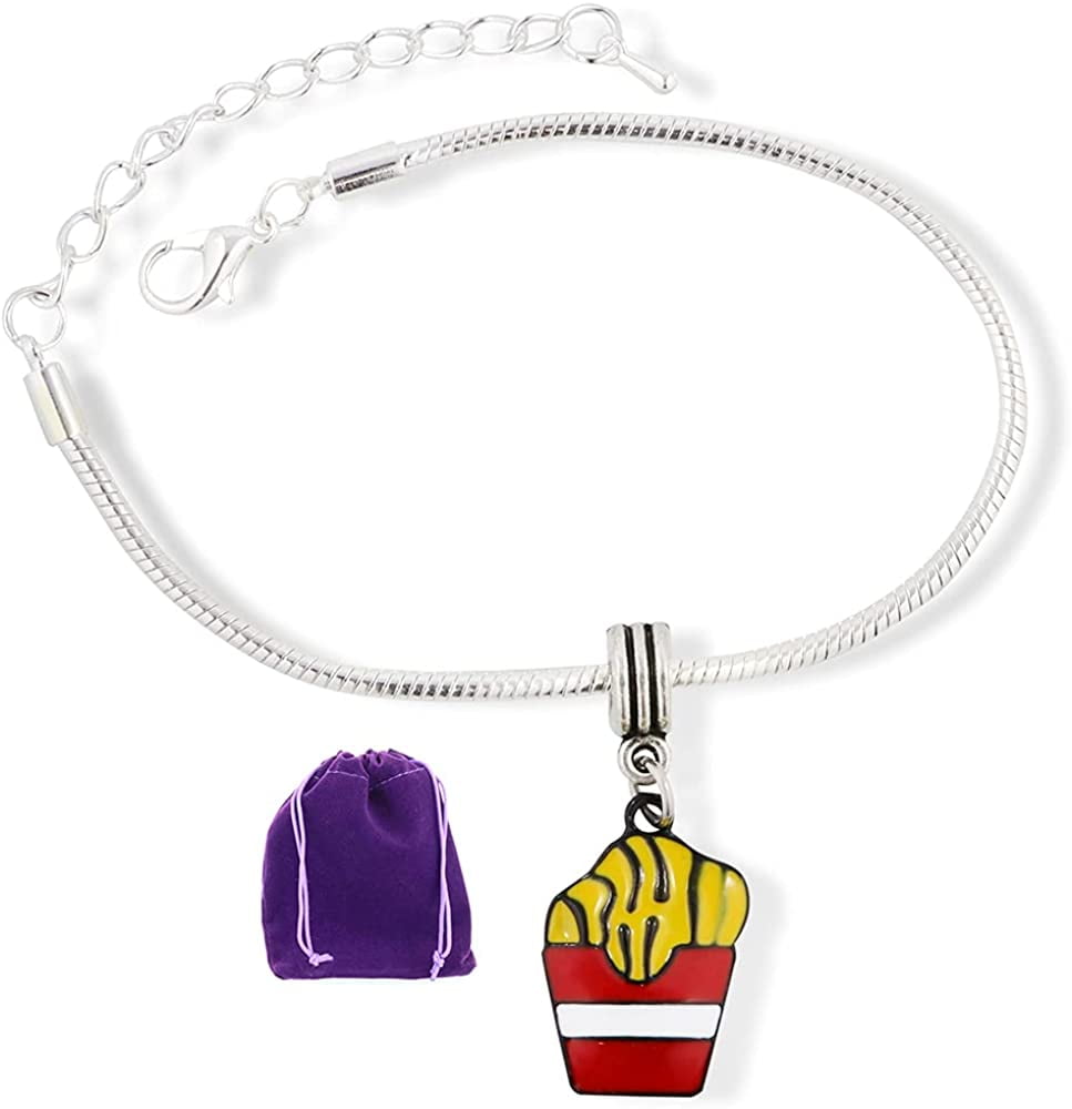 French Fries Bracelet | Food Charm Stainless Steel Snake Chain Charm ...