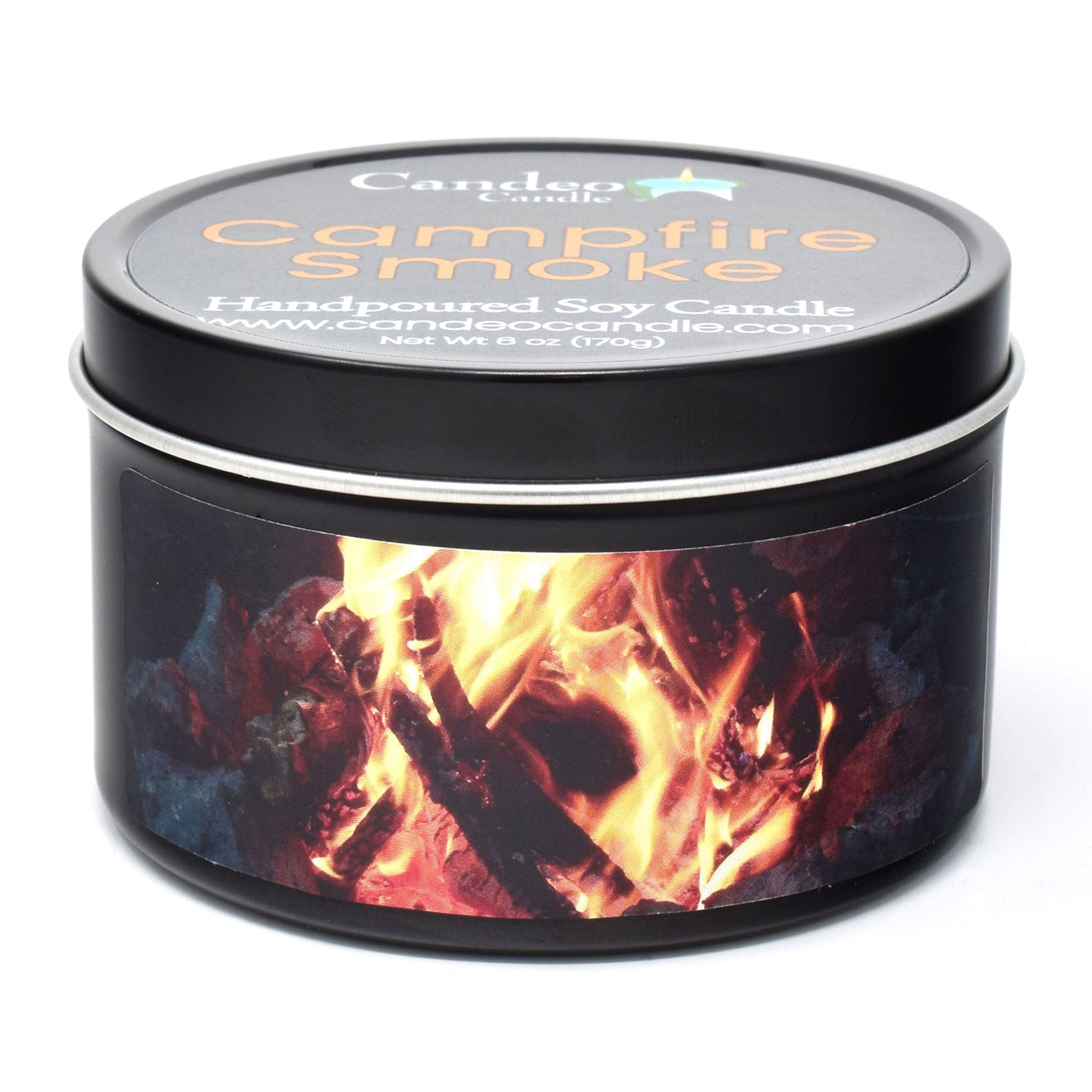Candeo Candle, Campfire Smoke, Scented Soy Candle, 6oz Travel Tin ...