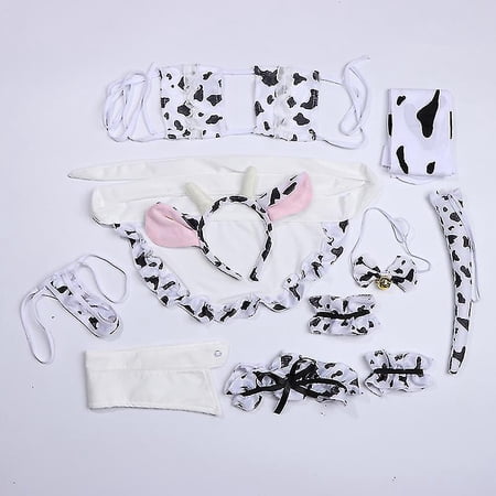 HEFEI,Cow Cosplay Costume Maid Bikini Anime Girls Swimwear Clothing Bra ...