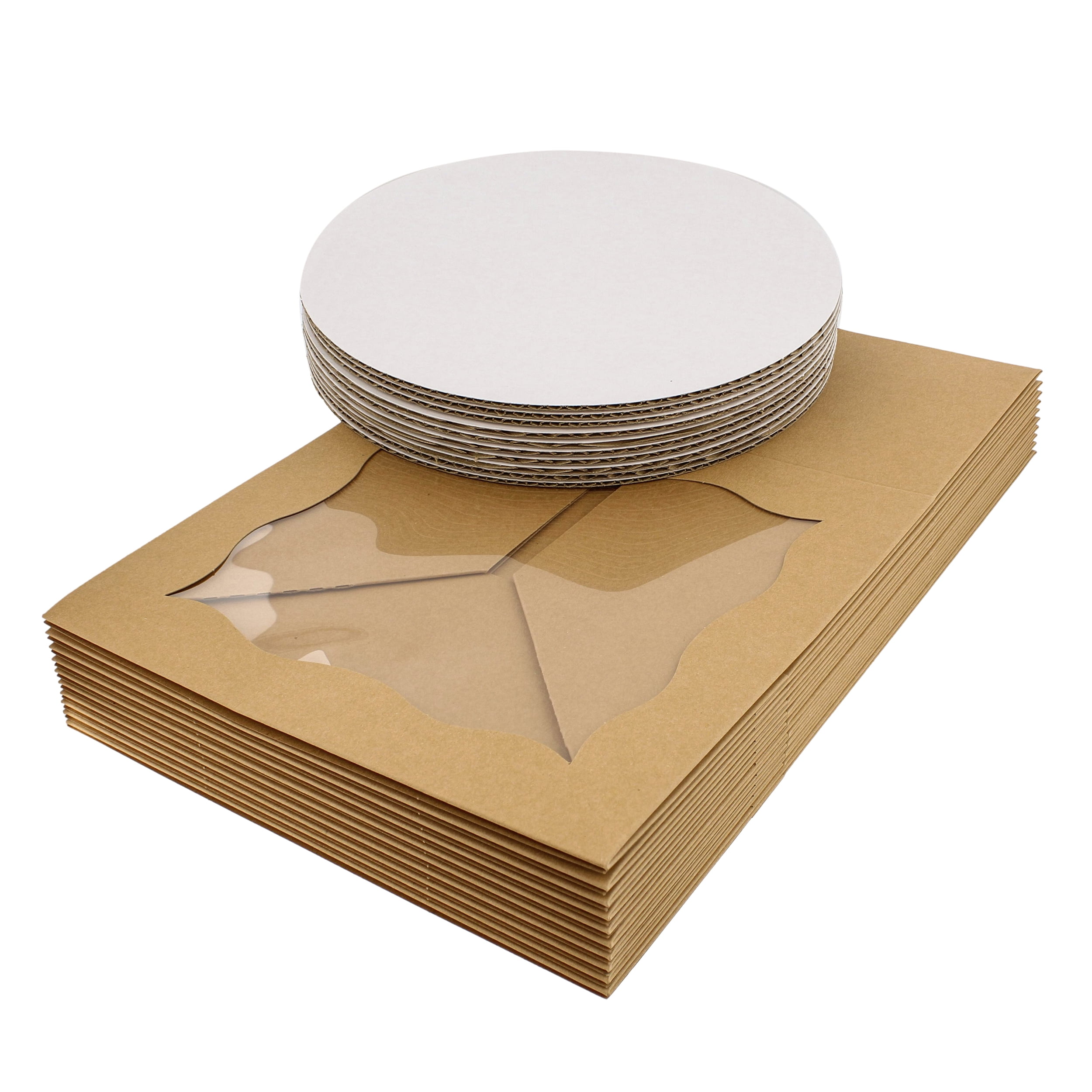 Spec101 Square Cake Boxes with Window - 10pk Kraft Brown Cake Boxes ...