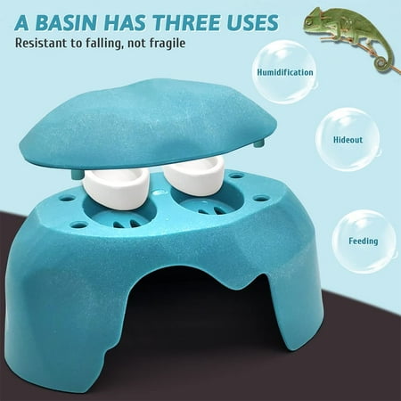 HUACA Reptile Hide Box Gecko Hideout Cave with Sink Humidifier Lizards ...