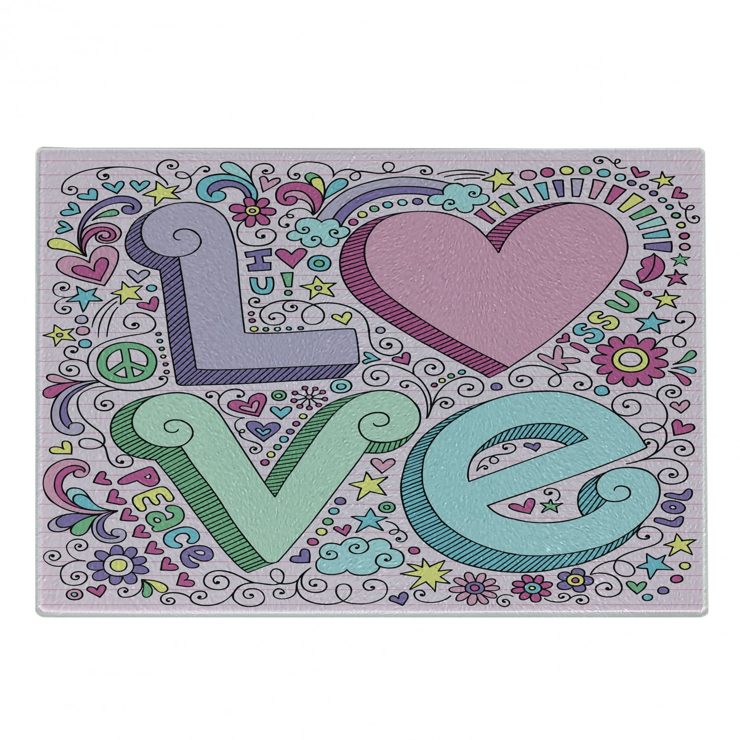 Love Cutting Board, Hand Drawn 3D Love Lettering Psychedelic Goorvy ...