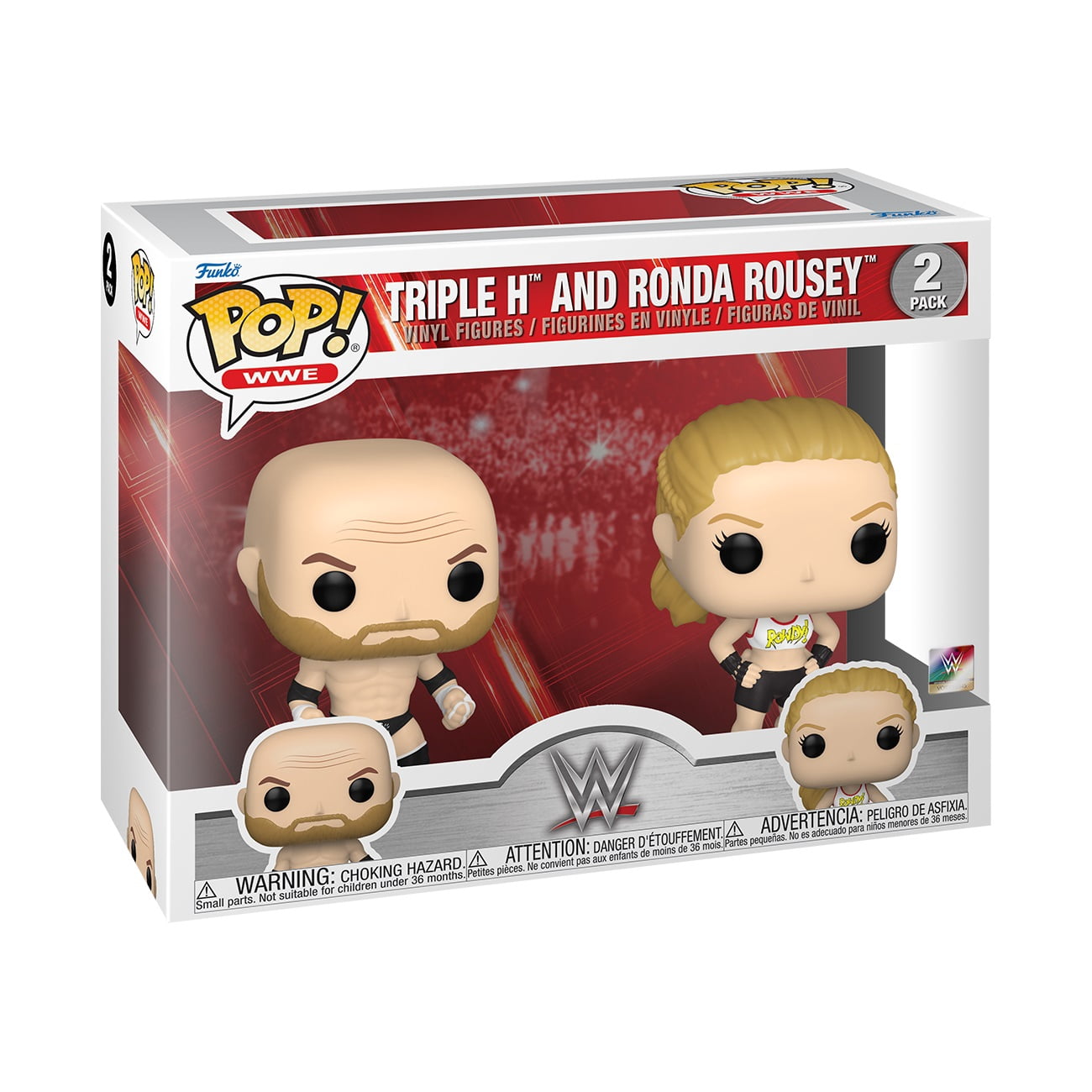 Funko Pop! WWE: Triple H and Rhonda Rousey 2-pack Vinyl Figures ...