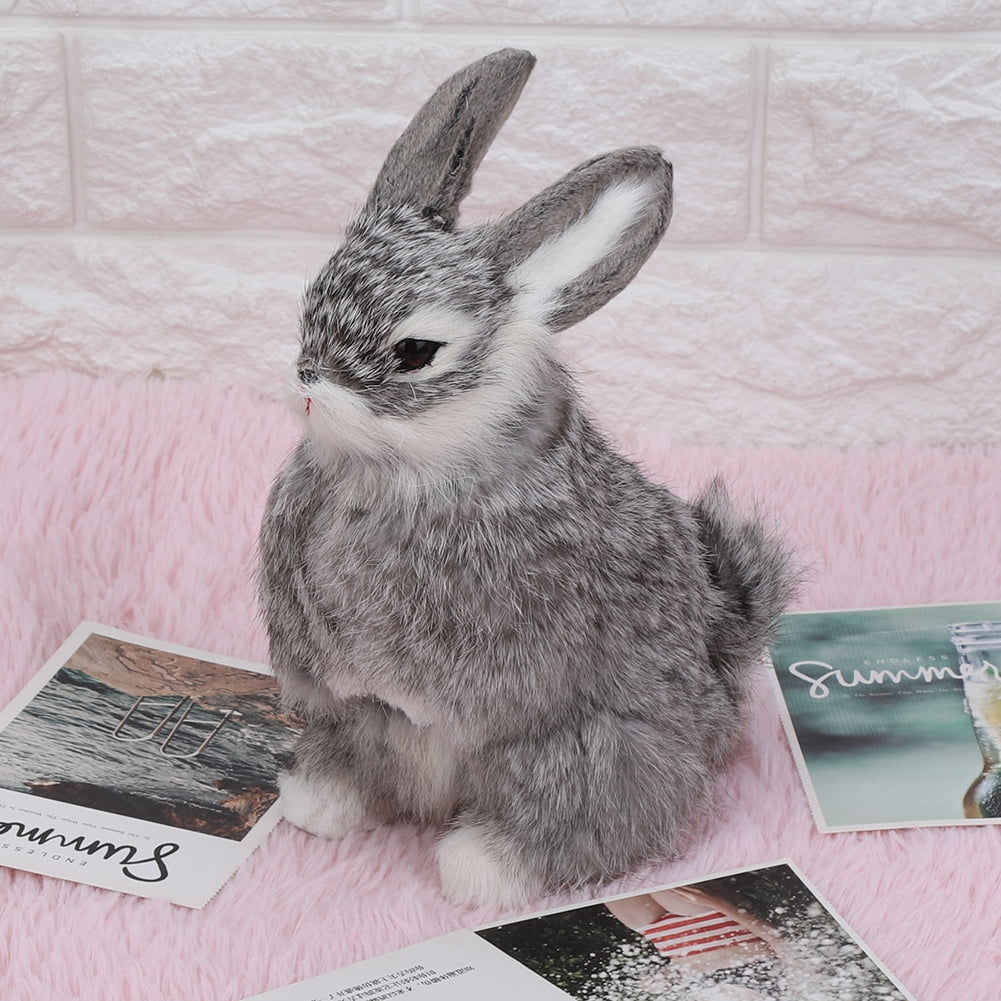 Rdeghly Mini Realistic Plush Rabbit Lifelike Animal Easter Home ...