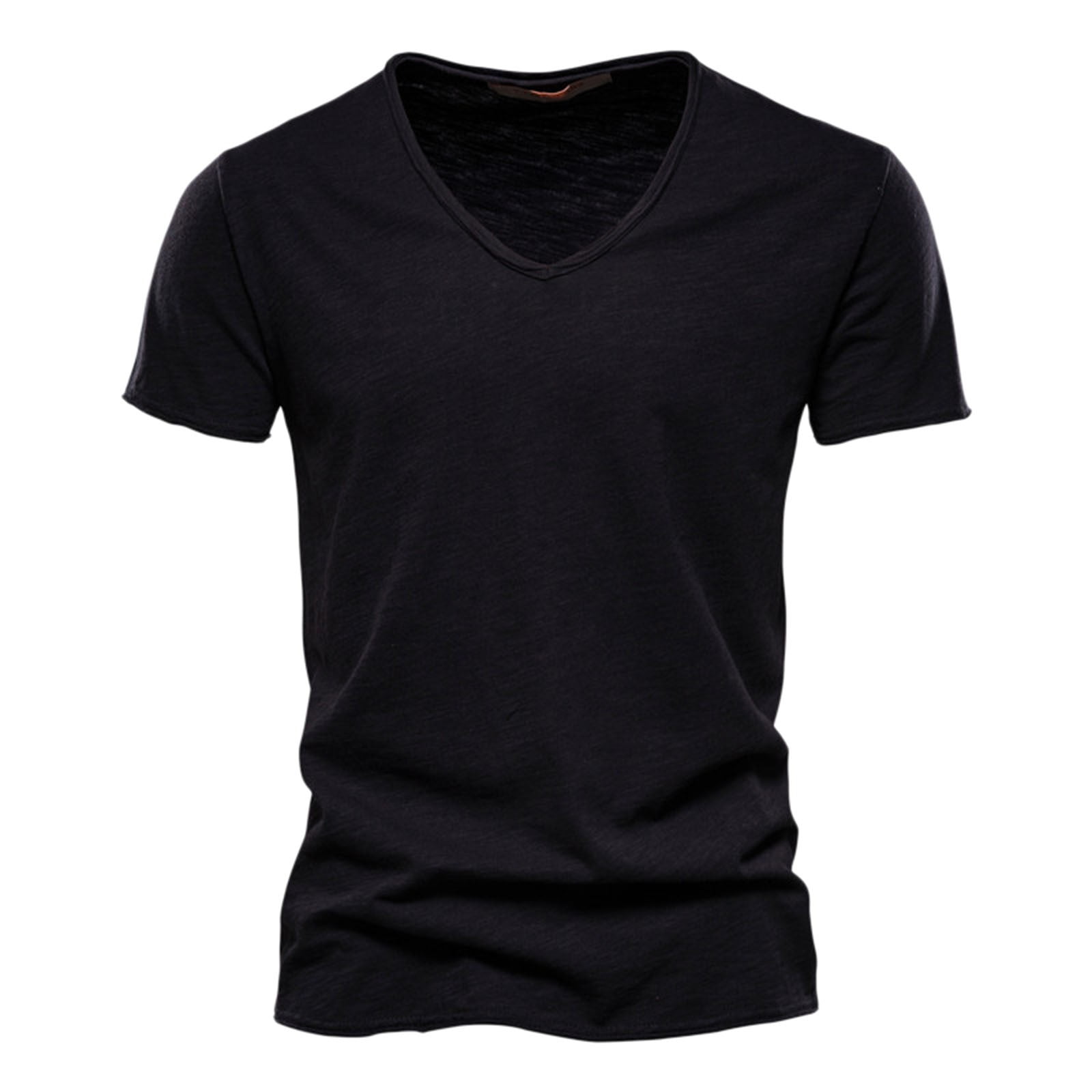 Ketyyh-Chn99 Shirts For Men Solid Color Basic Shirt Tops T-Shirts For Men Comfor Table Soft Fresh Classic Tee Black m M