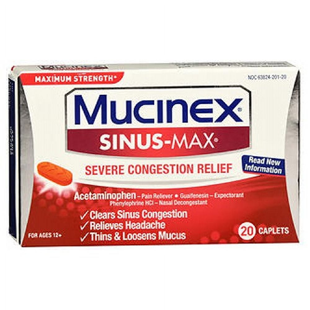 Mucinex Sinus-Max para aliviar la congestión severa, 20 cáps | Walmart ...