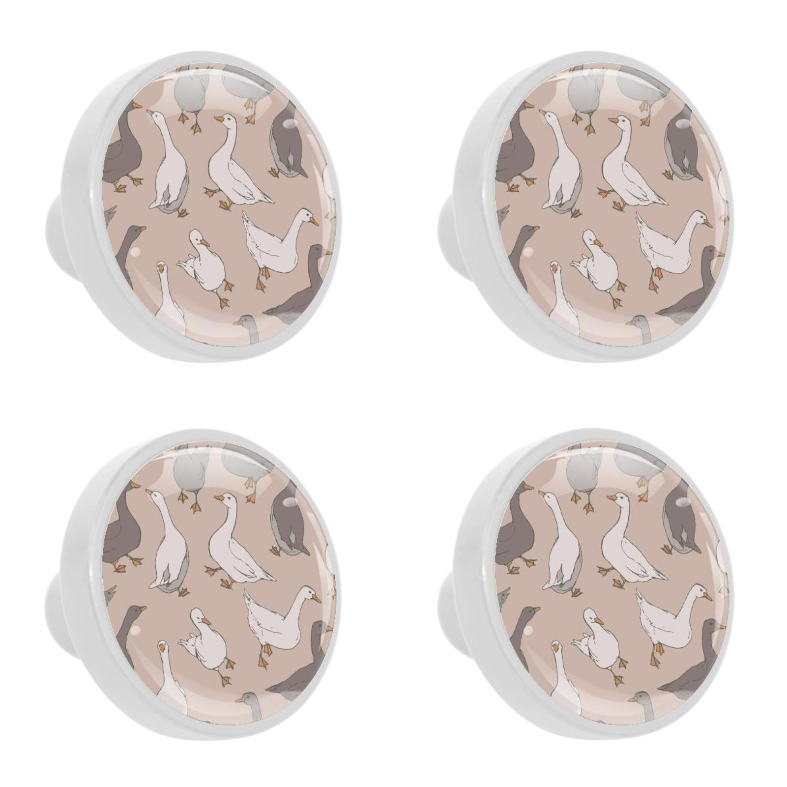 4 Pcs Gray and White Geese Knobs for Kitchen Cabinet Cupboard Dresser ...