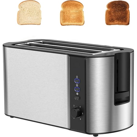 Toaster 4 Slice, 2 Long Slot Toaster with Extra-Wide Toaster, Stainless ...