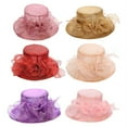 Summer Women Organza Kentucky Derby Wide Brim Travel Sun Hats Elegant