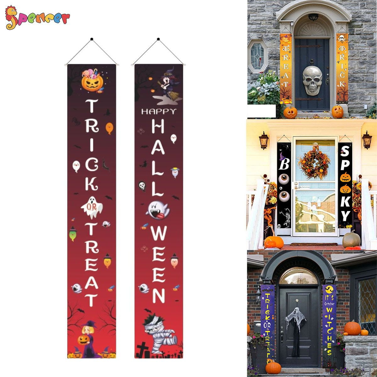 Spencer Hanging Halloween Decorations, Boo and Spooky Banners Porch for ...