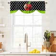 Back to School Tie Up Valance Curtains Red Fruit Black Background ...