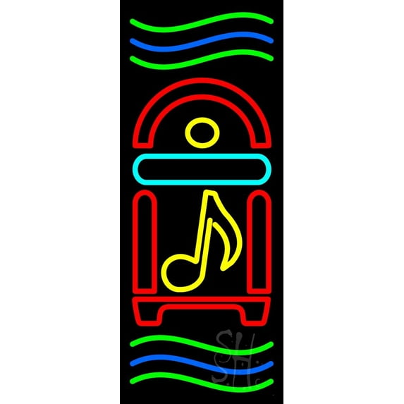 Juke Box With Musical Note And Green And Blue Line LED Neon Sign 24 x ...