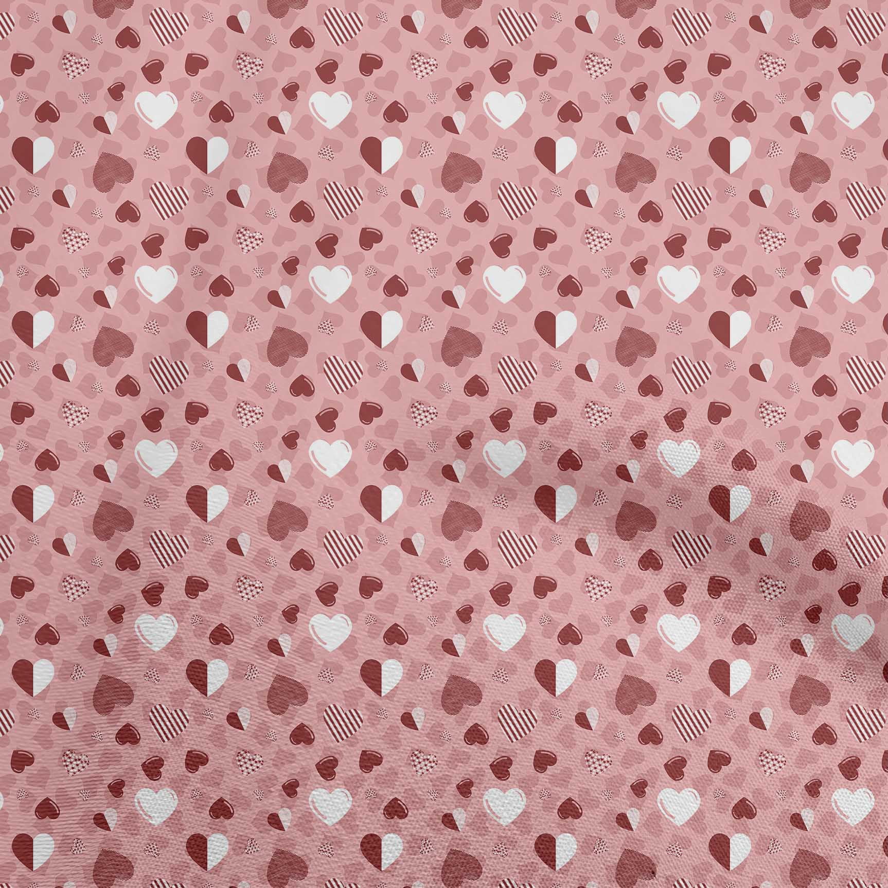 oneOone Cotton Silk Dusty Pink Fabric Heart Sewing Material Print ...