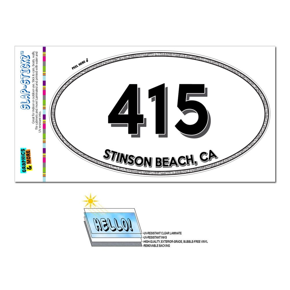 415 - Stinson Beach, CA - California - Oval Area Code Sticker - Walmart.com