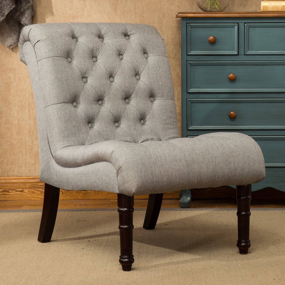 Roundhill Furniture Rouen Rolled Back Button Tufting Armless Slipper ...