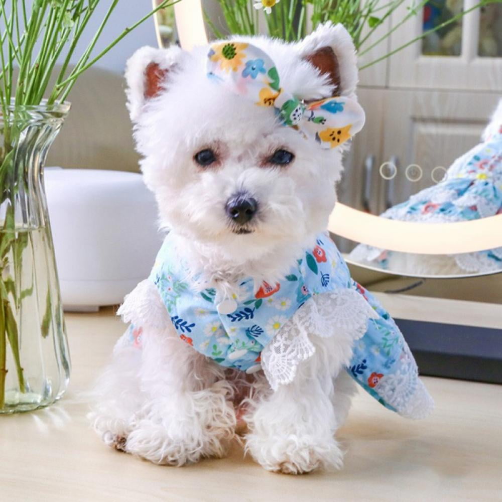 Summer Pet Floral Princess Dress For Dog Skirt Summer Sweet Lace ...