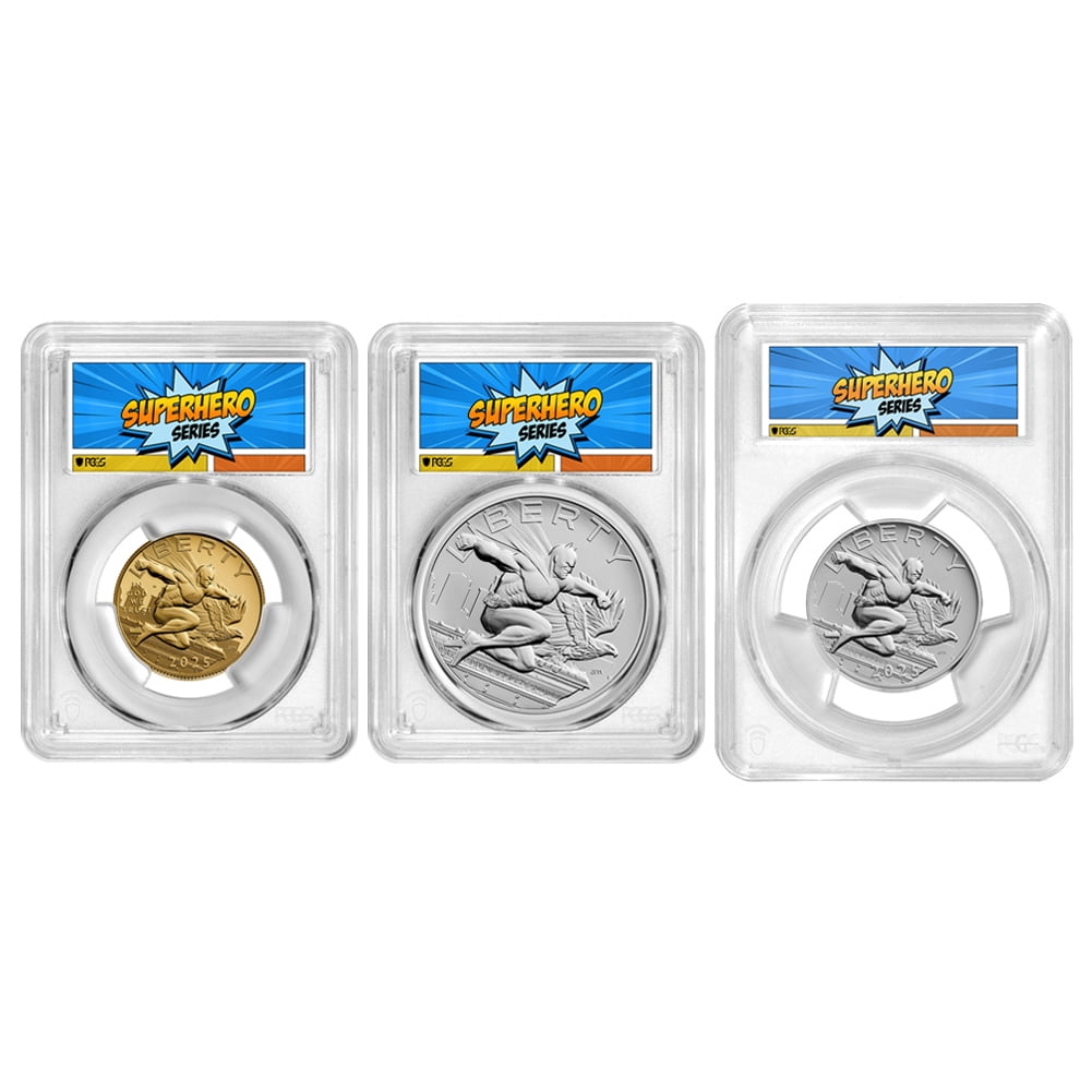 Set of 3 2025 Gold Batman and Silver Medals PCGS PR70 Deep Cameo & MS70 ...