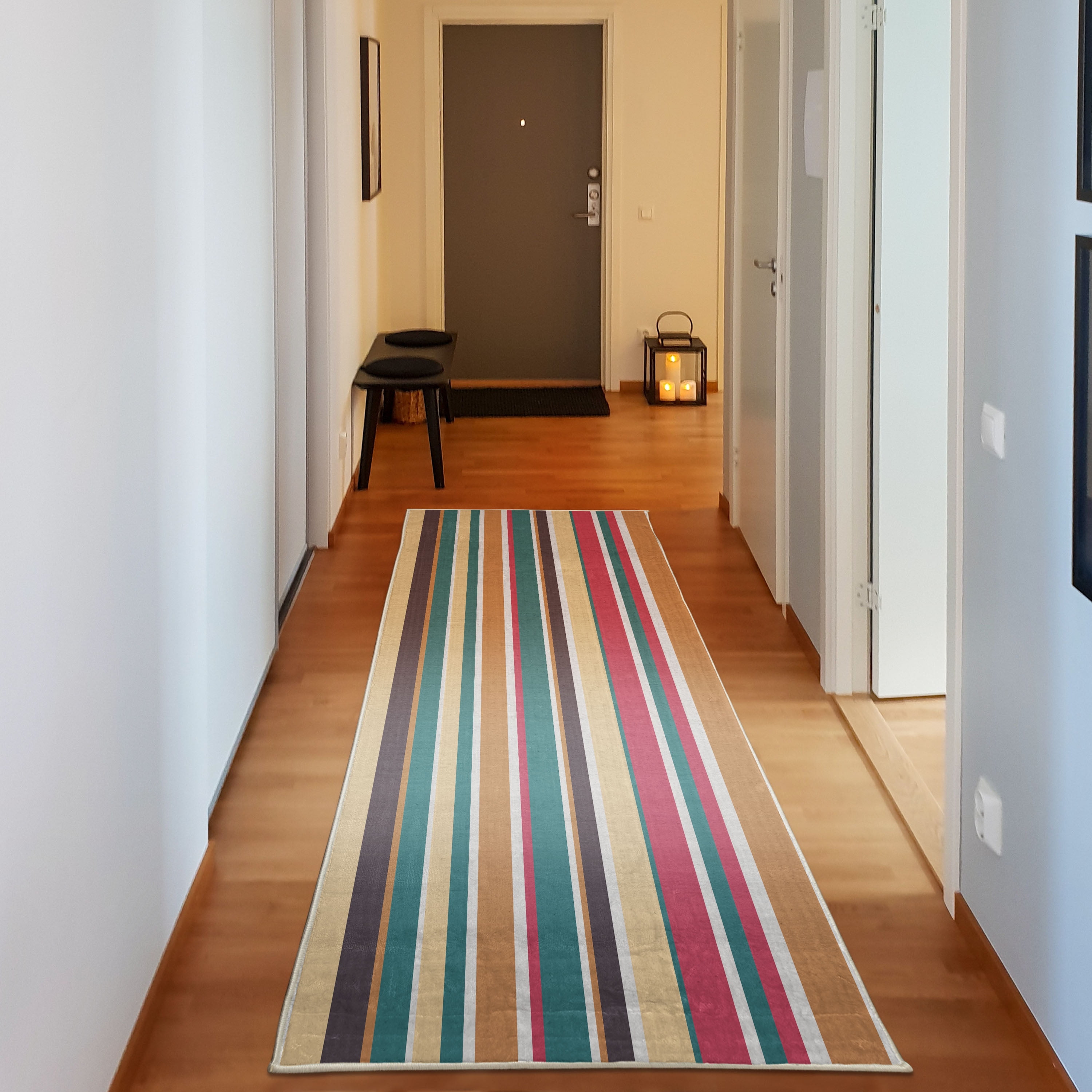 Pastel Decorative Rug, Vertically Striped Pattern Different Color ...