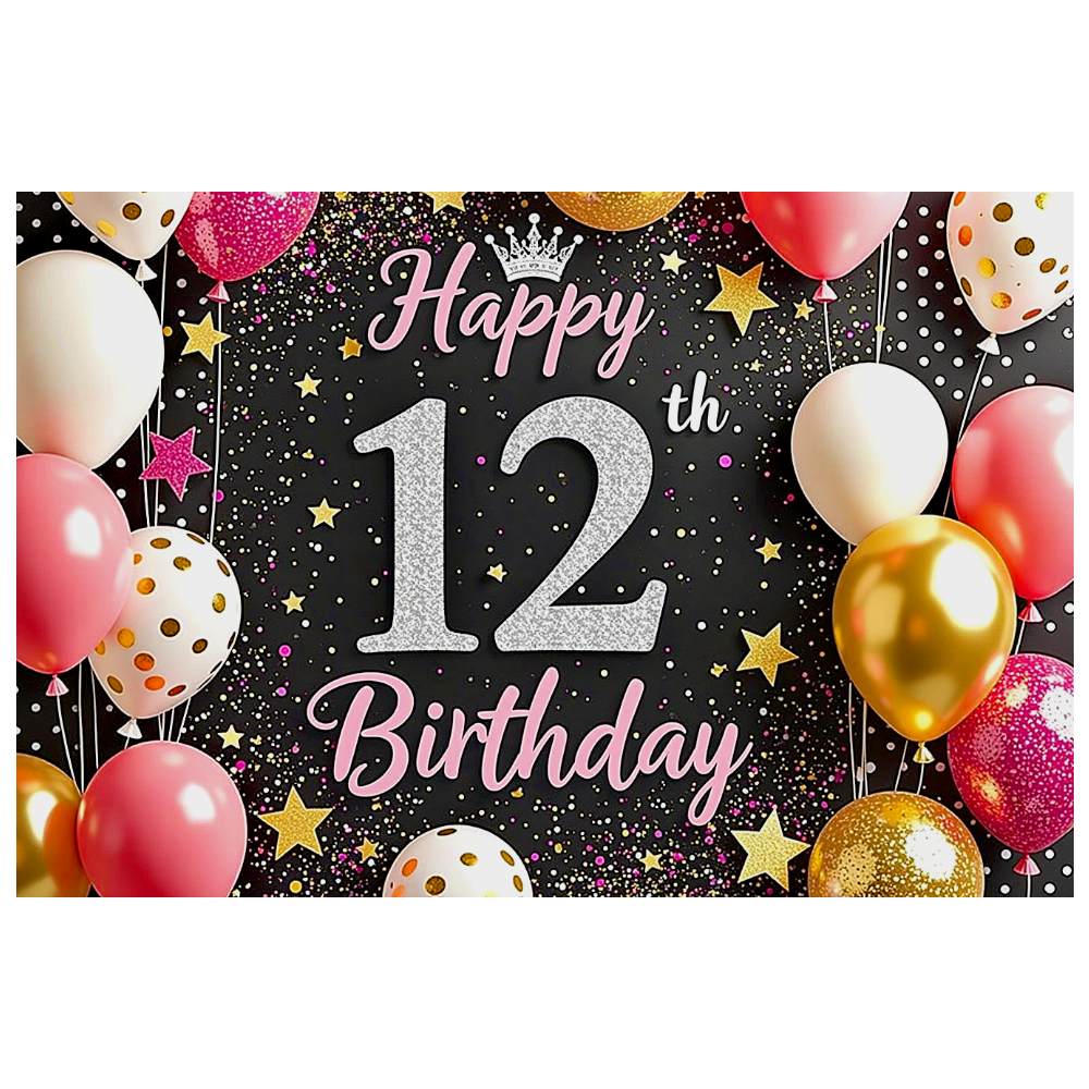 Click here for Yezdix Sparkly 12th Birthday Backdrop Banner With... prices