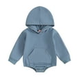 Baby Onesies Unisex Boys Girls Solid Color Hooded Pocket Long Sleeve ...