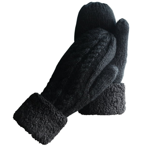 Whiteleopard Women's Winter Gloves Warm Lining Mittens- Cozy Wool Knit ...