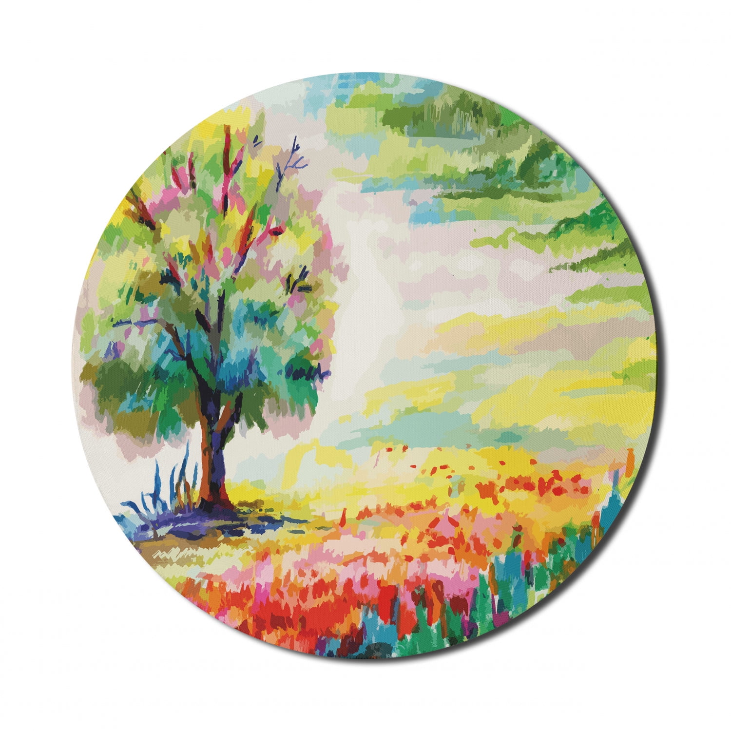 Nature Mouse Pad for Computers, Colorful Hand Drawn Flowers Grass and ...