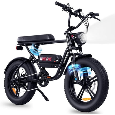 "Happyrun Adults Electric Bicycle with 20"" Fat tire, 750W Motor, 48V 18AH Removable Battery ...