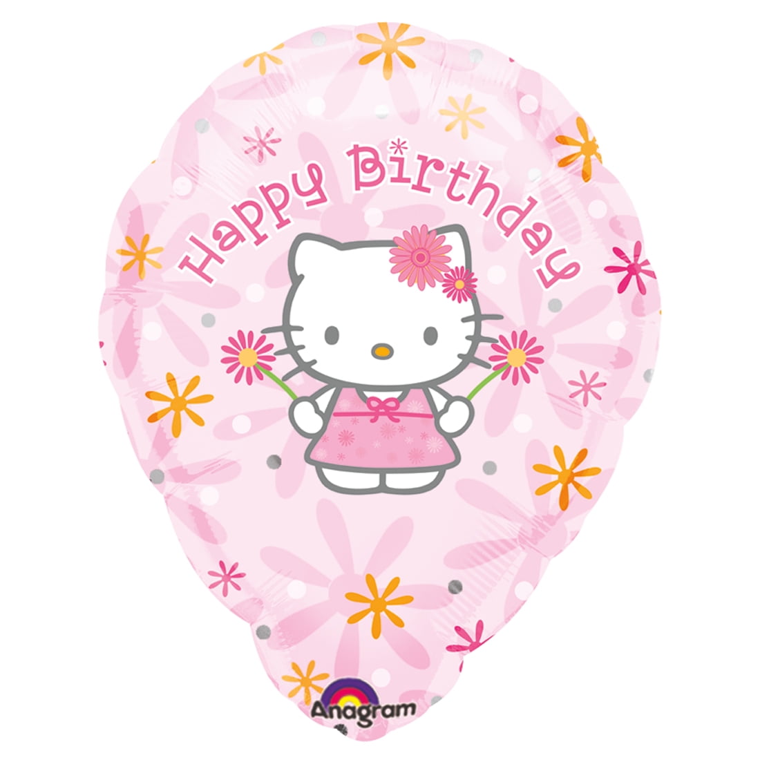 Hello Kitty Birthday Floral Personalized 2pc 18" Foil Balloon, Pink ...