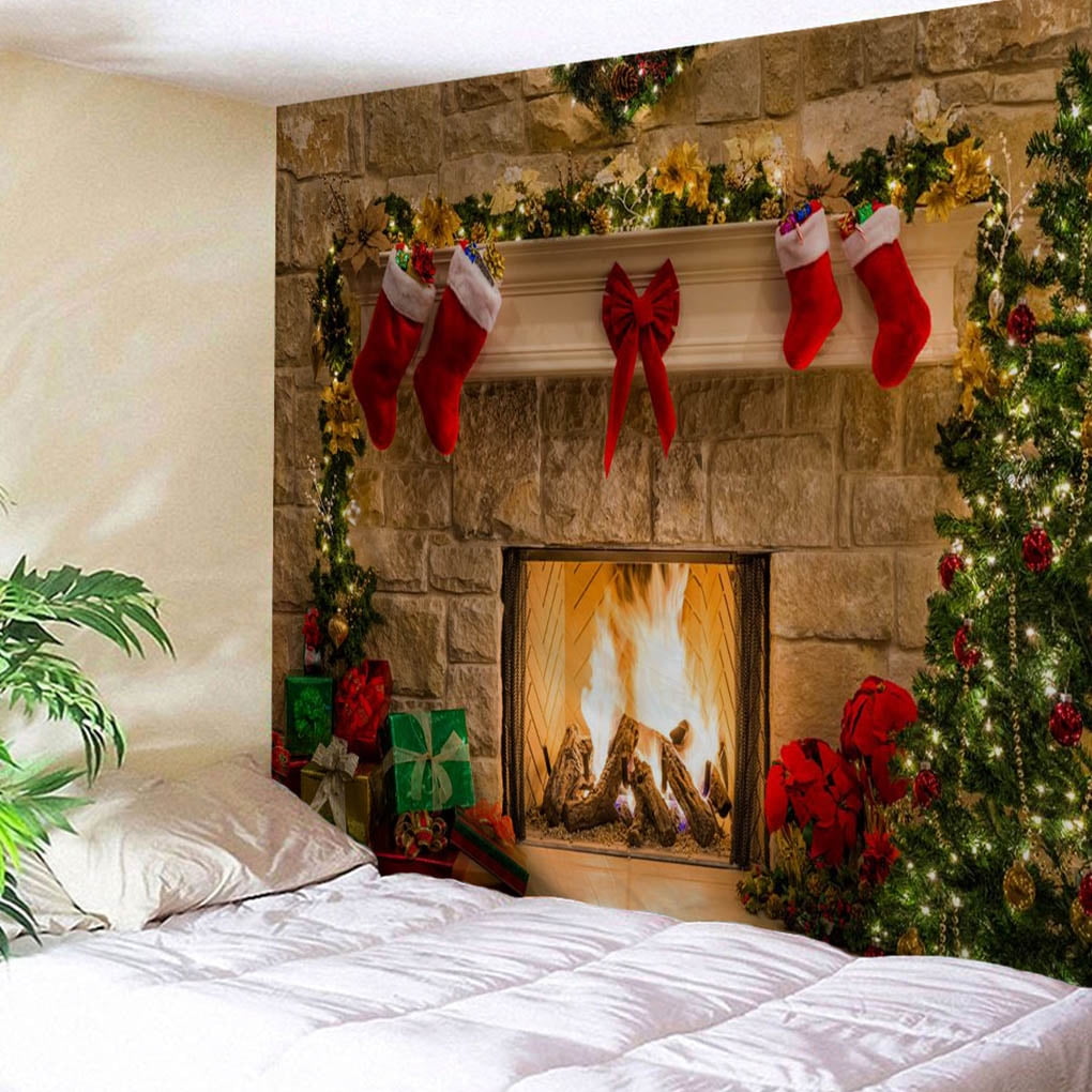 Click here for Xingzhi Xmas Fireplace Backdrop Christmas Tree Pho... prices