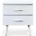 Home Square Two Deep Drawer Side Table in White Finish - Set of 2 ...