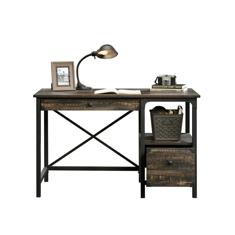 Sauder Steel River Writing Desk Carbon Oak Finish Walmart