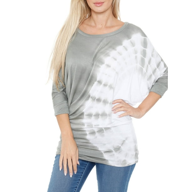 Women's Banded Dolman Tie-Dye Top - Walmart.com