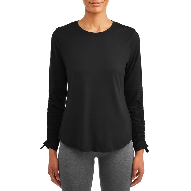 Avia - Avia Women's Active Performance Crewneck Ruched Long Sleeve T ...