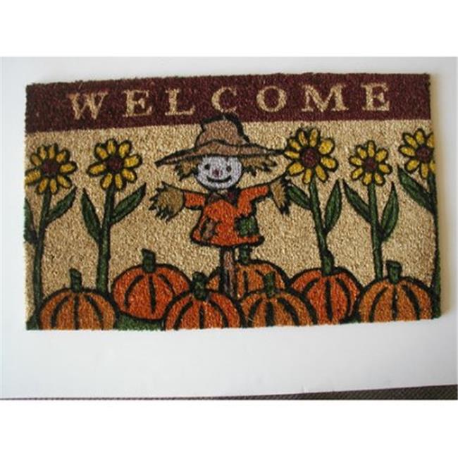 Geo Crafts G153 Scarecrow 18 x 30 in. PVC Backed with Pumpkins Doormat ...