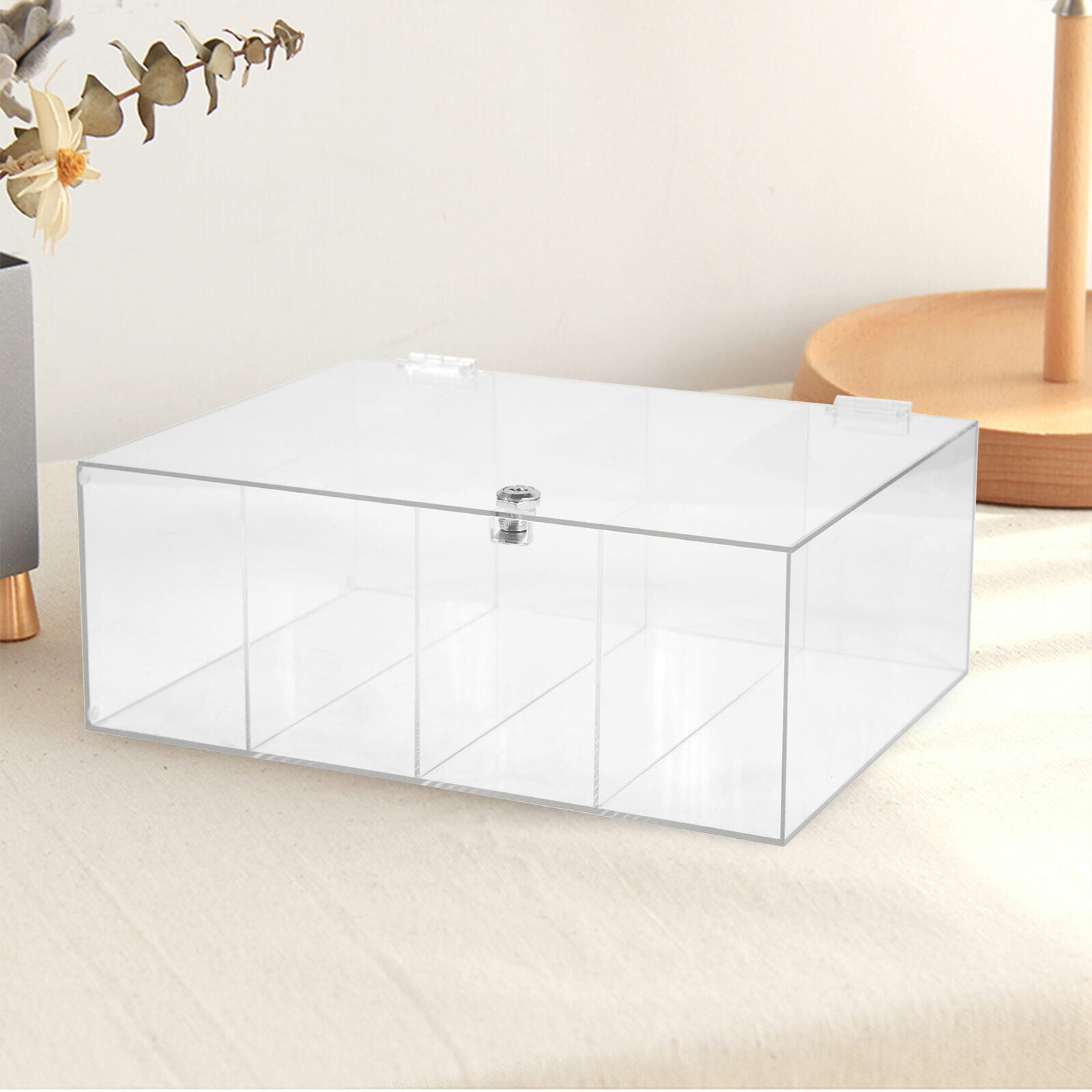 Fichiouy 4 Layers Countertop Display Case Acrylic Cabinet Showcase Box ...