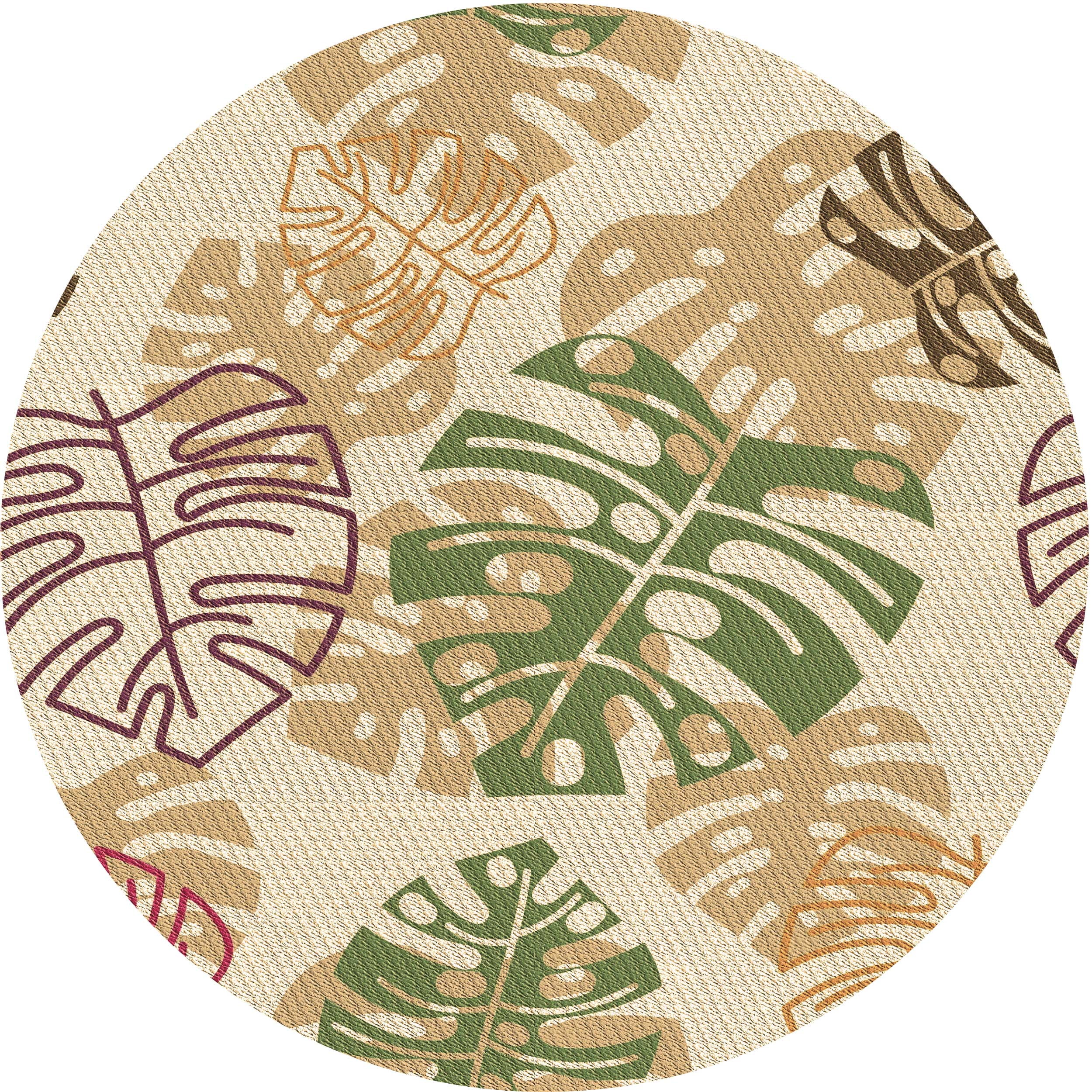 Ahgly Company Indoor Round Patterned Khaki Gold Area Rugs, 6' Round ...