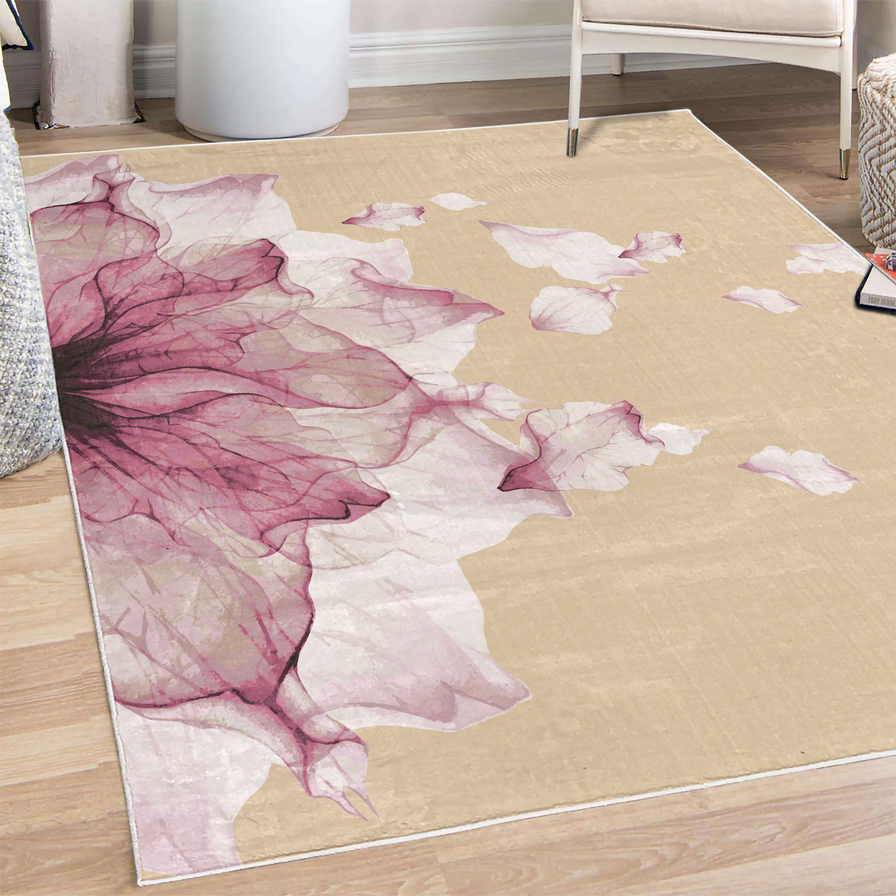 Flower Decorative Rug, Abstract Themed Modern Futuristic Image with ...