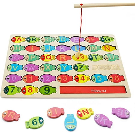 Wooden Magnetic Fishing Game for Kids Age 3 4 5, Montessori ABC ...