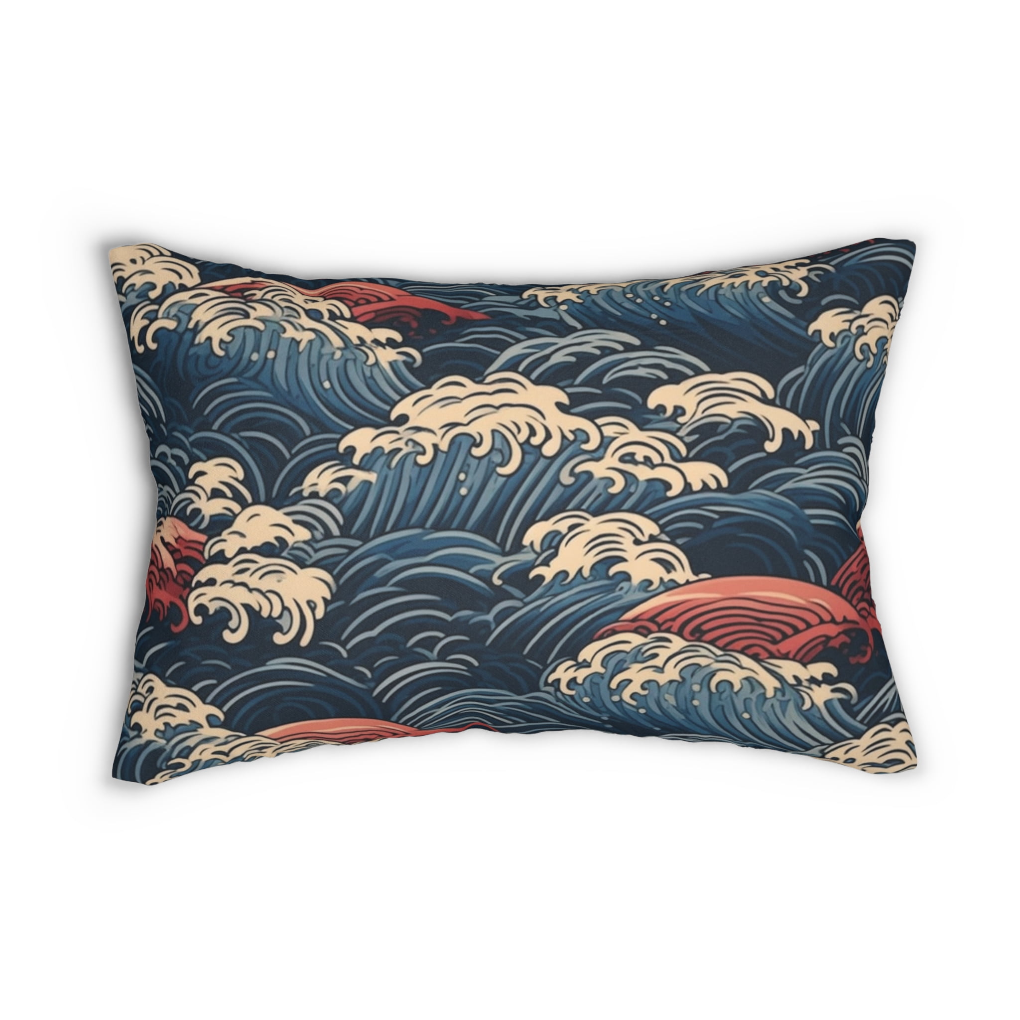 Lumbar Pillow with Japanese Wave Design - Walmart.com
