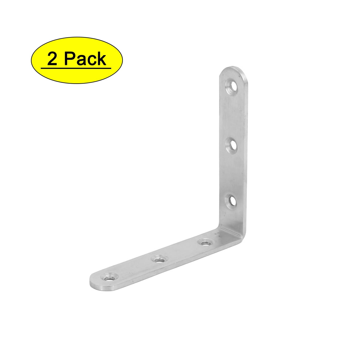 Uxcell 100mmx100mmx3mm Stainless Steel L Shaped Angle Brackets Shelf ...