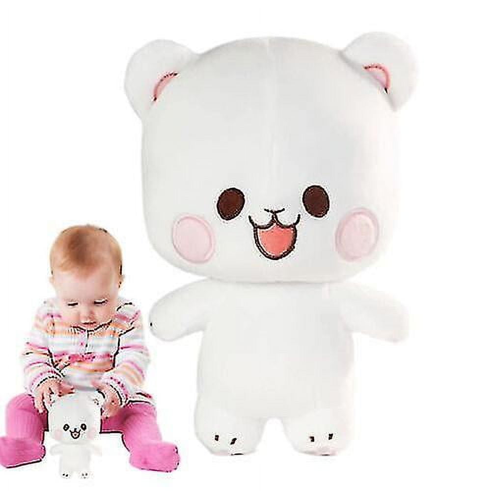 Rsmidremer Cute Bear Doll Milk And Mocha Bear Plush Doll Kawaii Soft Plush Cartoon Toy White