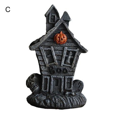 Baiwo LED Lovely Haunted House Shape Statue Decor Handmade Festive ...