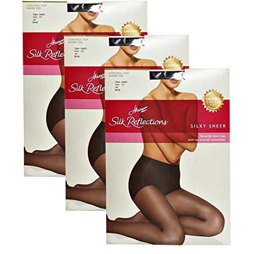 Hanes Women`s Set Of 3 Silk Reflections Lasting Sheer Control Top