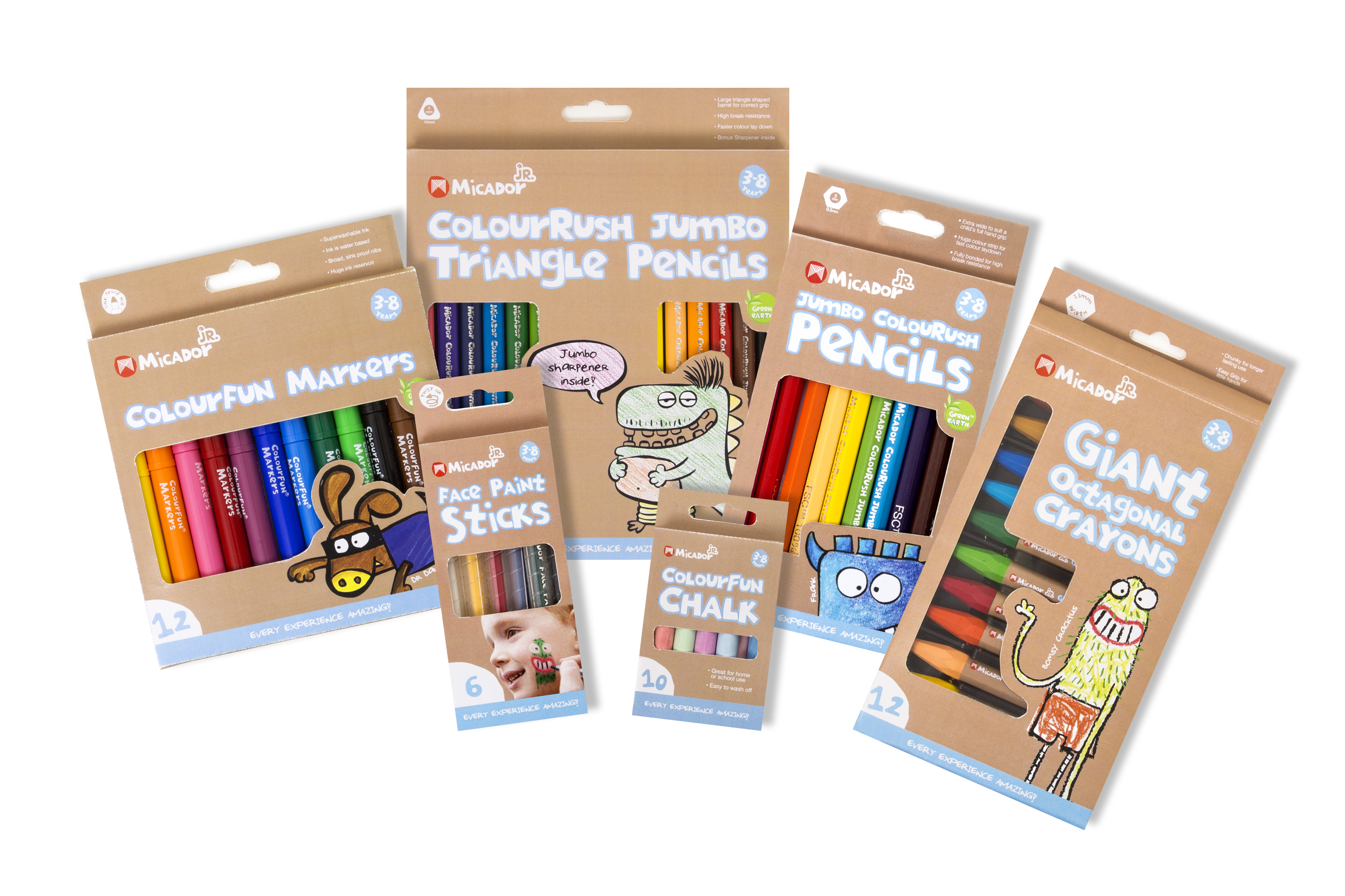 Micador Jr. Giant Octagonal Crayons, 12-Colors