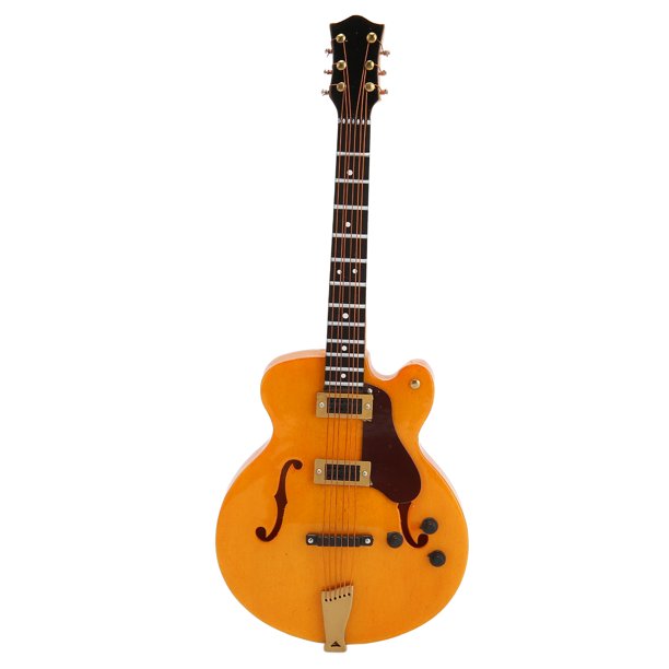 Miniature Electric Guitar Model,Wooden Miniature Gold Hollow Miniature ...