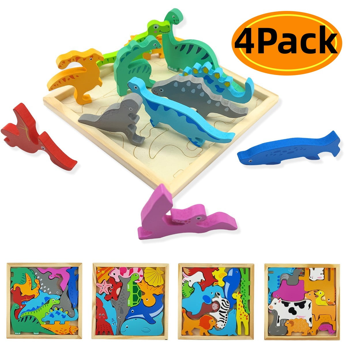 Wooden Puzzles for Kids Learning Wooden Jigsaw Puzzle, Blocks Board 3D ...